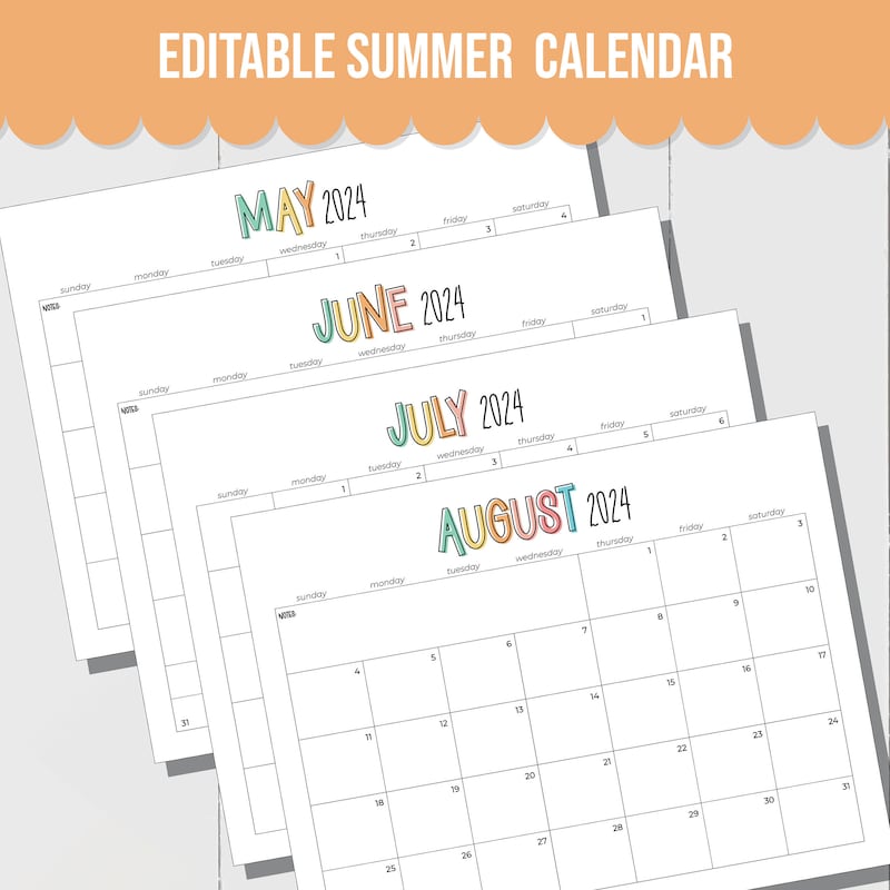 Summer 2024 Calendar - Etsy
