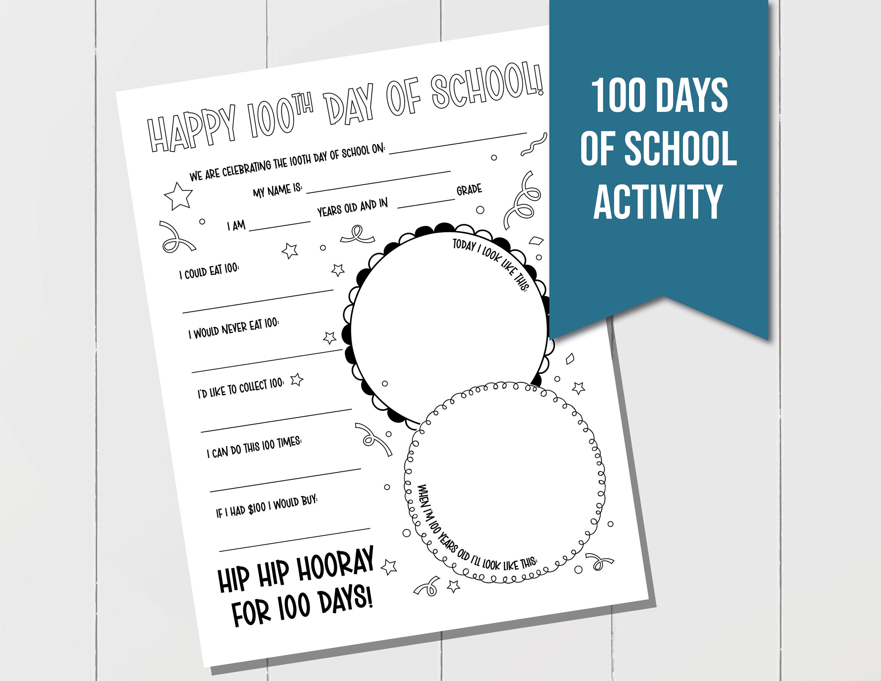 100th Day of School Worksheet Activity, 100 Days of School Activity ...