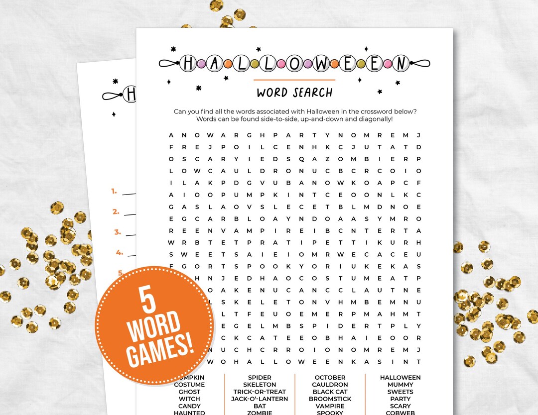 Halloween Word Search, Fall Word Games for Teens, Halloween Word ...