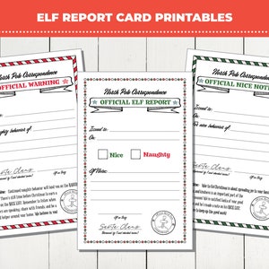 Elf Report Card for Your Holiday Elf, Set Includes a Naughty Warning ...