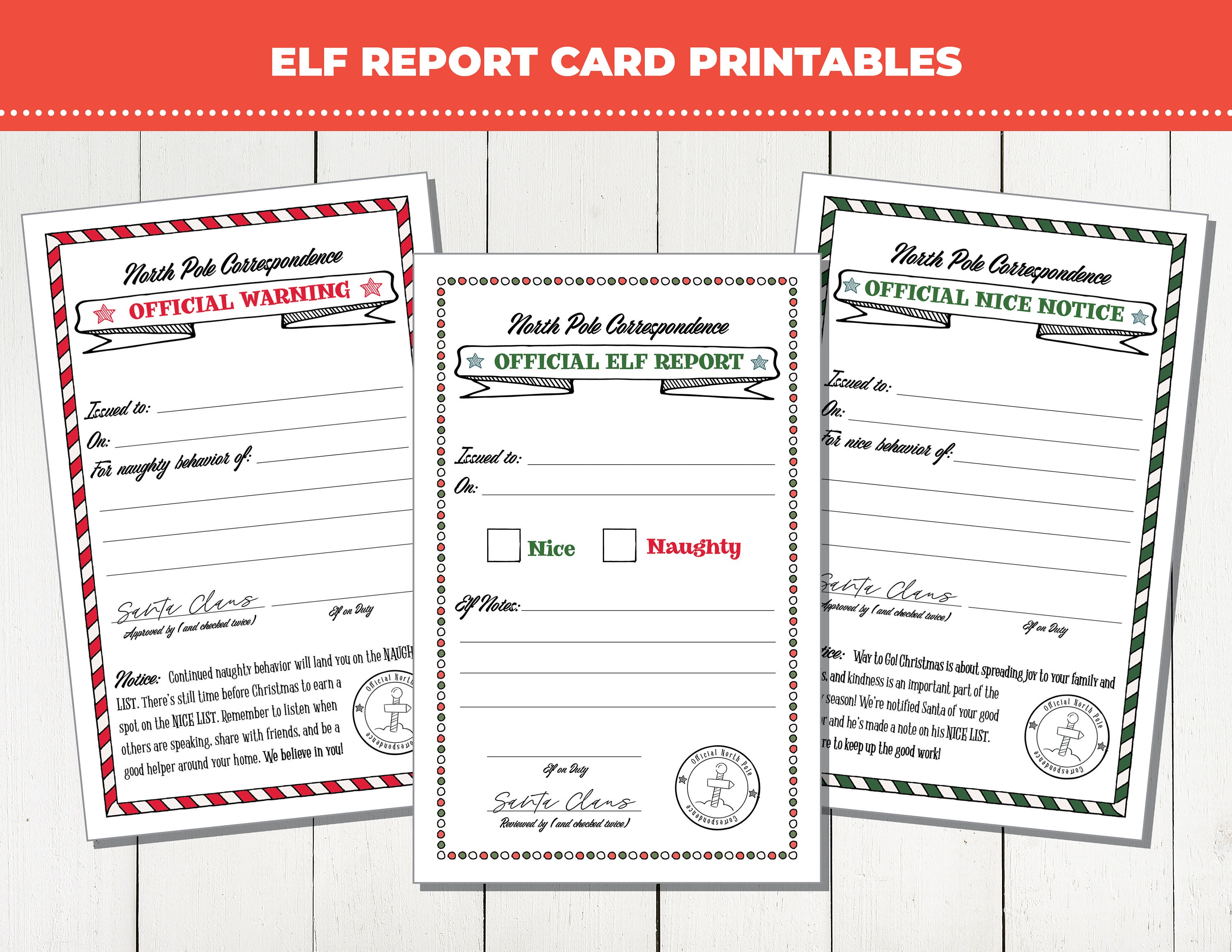Elf Report Card for Your Holiday Elf Set Includes a Naughty - Etsy
