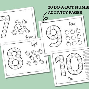 Number Do-a-dot Activity Pages, Perfect for Toddler Counting Activity ...