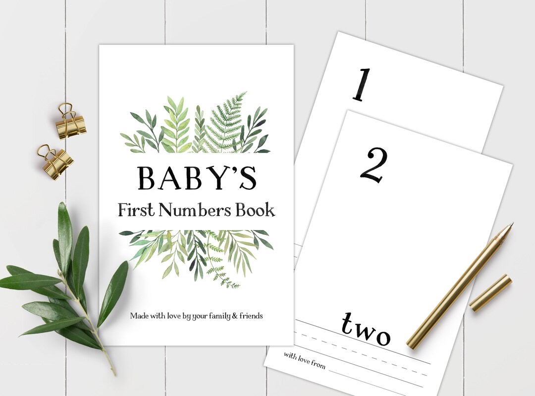 Baby's 1st Numbers Book Greenery Baby Shower Activity - Etsy