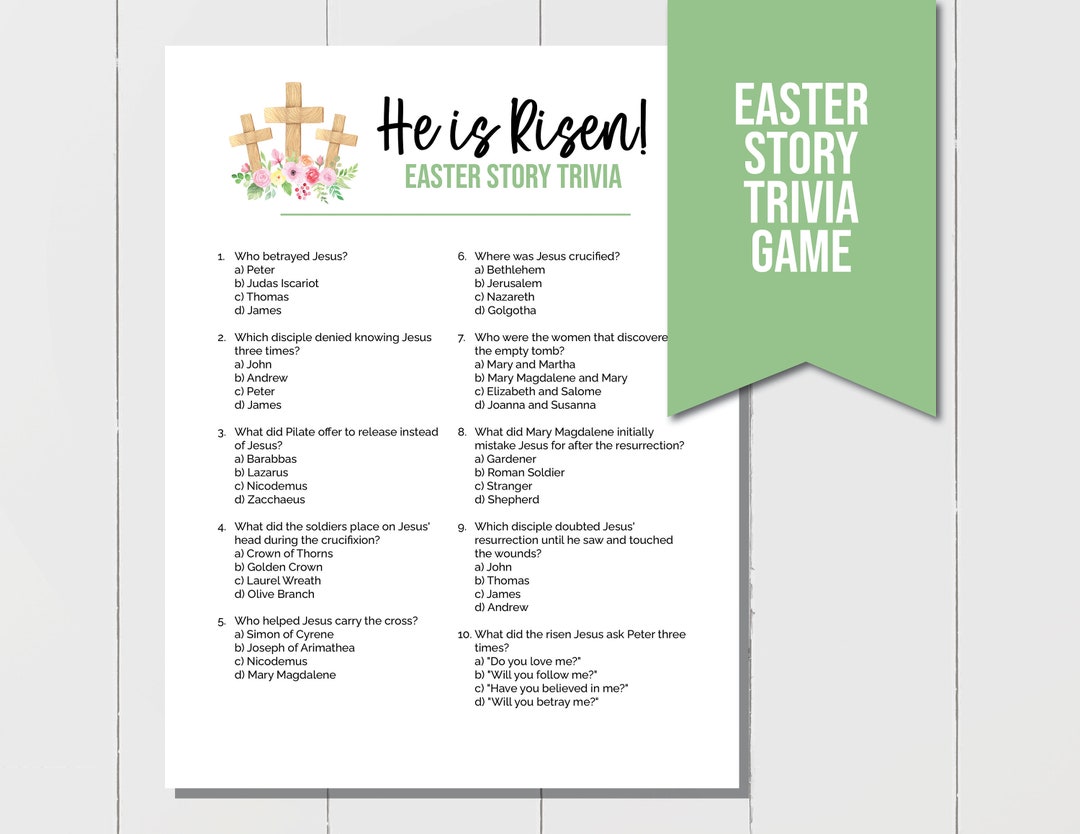 Easter Bible Trivia Game, Church Printable Trivia Game, Easter Bible ...