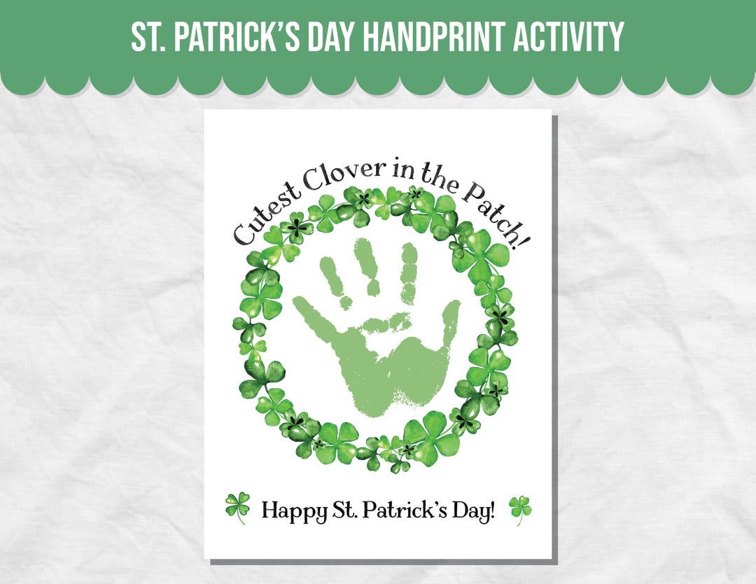St. Patricks Day Handprint Art Activity for Kids, Shamrock Handprint ...