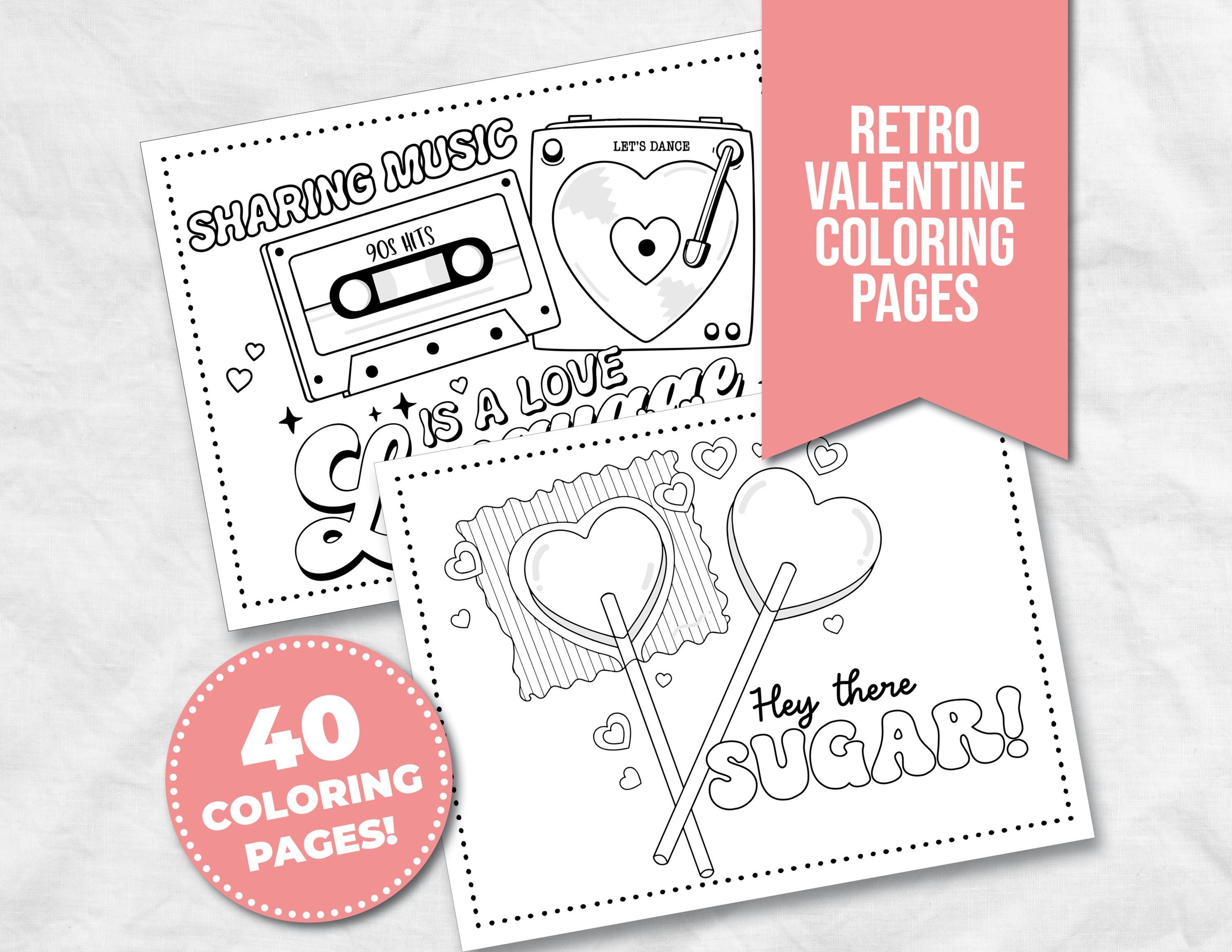 Retro Valentine Coloring Pages for Kids - 40 Groovy and Festive ...
