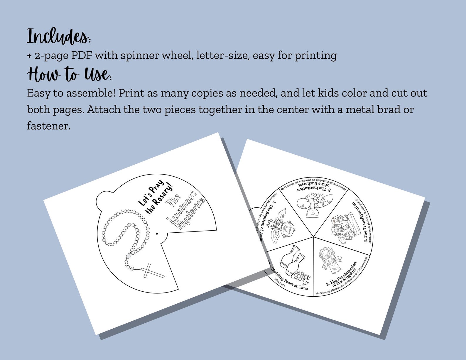 Learning the Rosary Printable Featuring the Luminous Mysteries in a ...