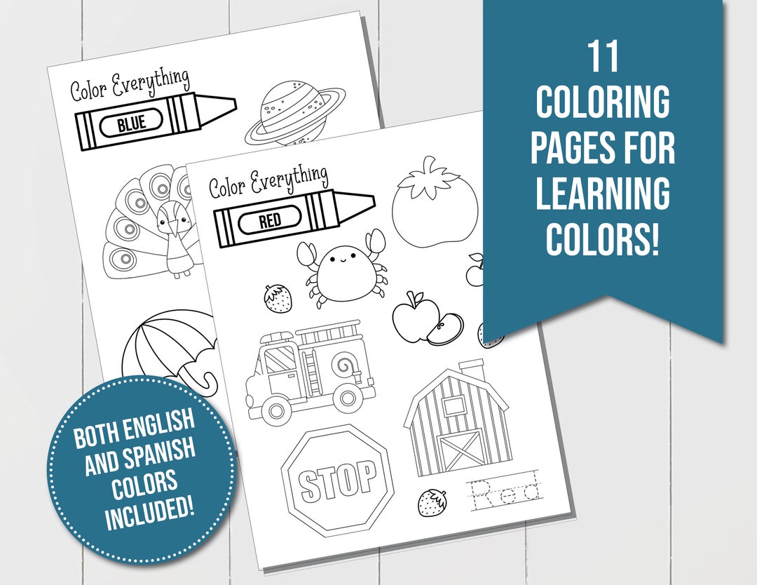 Learn Colors Printable Coloring Pages for Kids Includes Both - Etsy