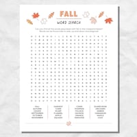 Pumpkin Spice Word Search: Fall Printable Puzzle (instant Download) - Etsy