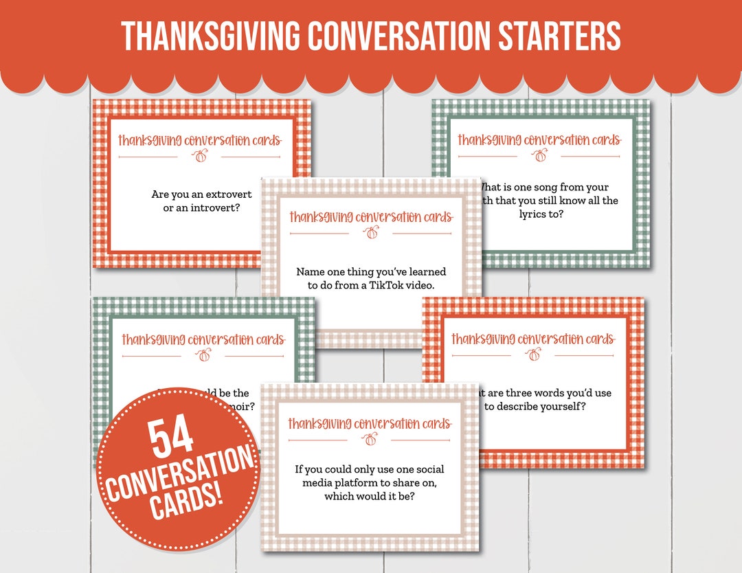 Thanksgiving Conversation Cards, Thanksgiving Conversation Starters ...