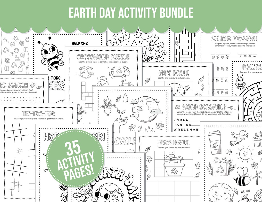Earth Day Printable Activity Bundle With Coloring Pages, Word Search ...