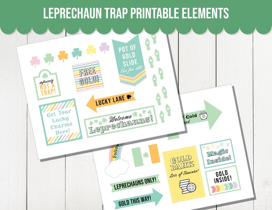 Leprechaun Trap Printable Elements for St Patricks Day, DIY Leprechaun ...