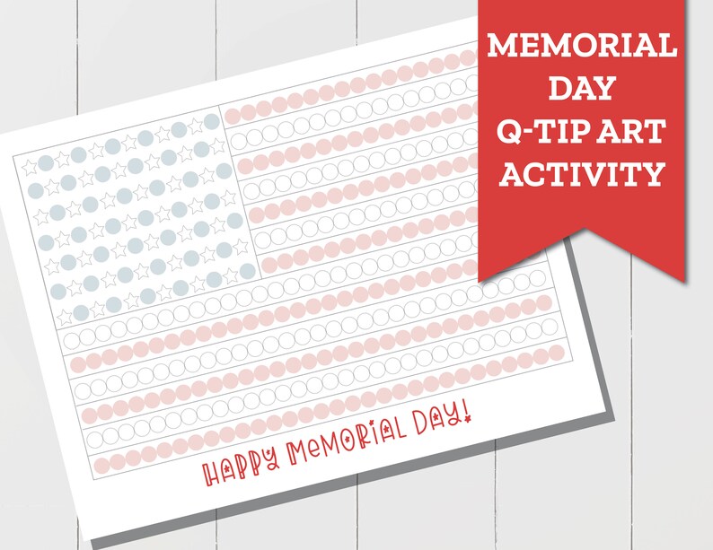 Memorial Day Qtip Art Activity Page Perfect Toddler Activity - Etsy