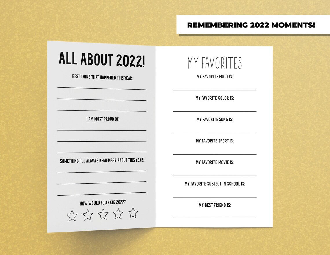 Kids Year in Review Activity Printable Time Capsule for Kids - Etsy