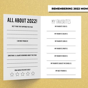 Kids Year in Review Activity Printable Time Capsule for Kids - Etsy