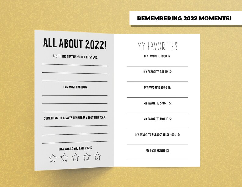 Kids Year in Review Activity Printable Time Capsule for Kids - Etsy