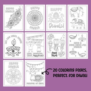 Diwali Coloring Pages Bundle - Mandalas, Diyas, and More | Printable ...