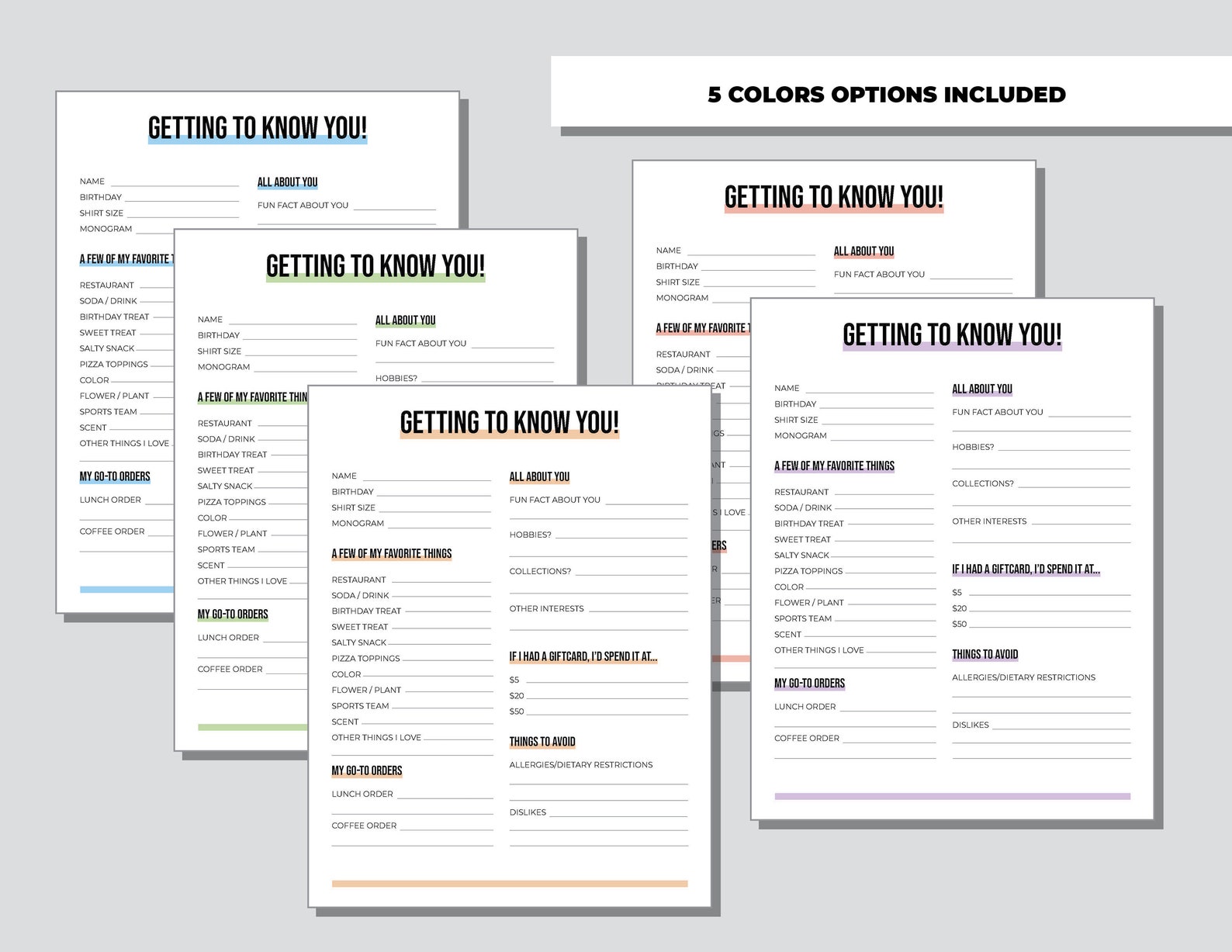 Employee Questionnaire All About Me for New Team Members - Etsy