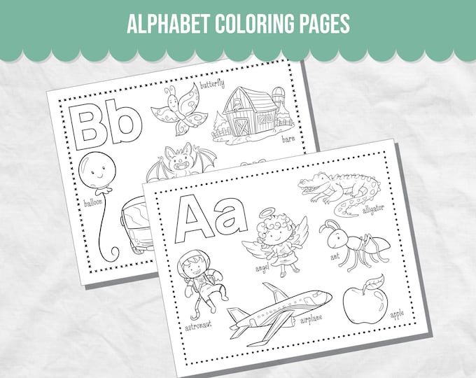 26 Printable Alphabet Coloring Pages, Toddler Activity, ABC Coloring ...