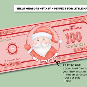 Christmas Play Money for Stocking Stuffers or Dramatic Play, Christmas ...