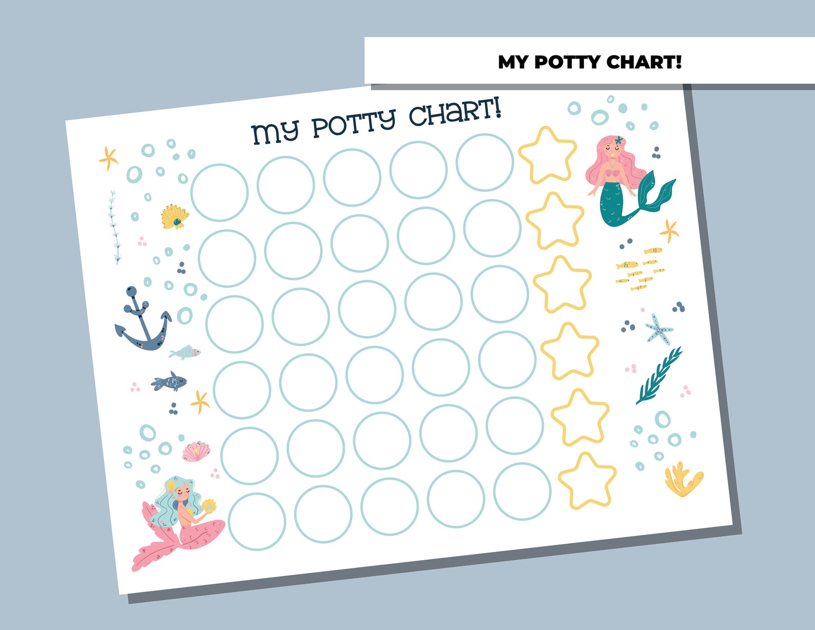 Potty Training Chart With Mermaid Design Cute Sticker Chart - Etsy