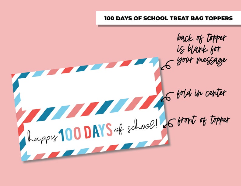 100 Days of School Treat Bag Topper Printable Sandwich Bag - Etsy