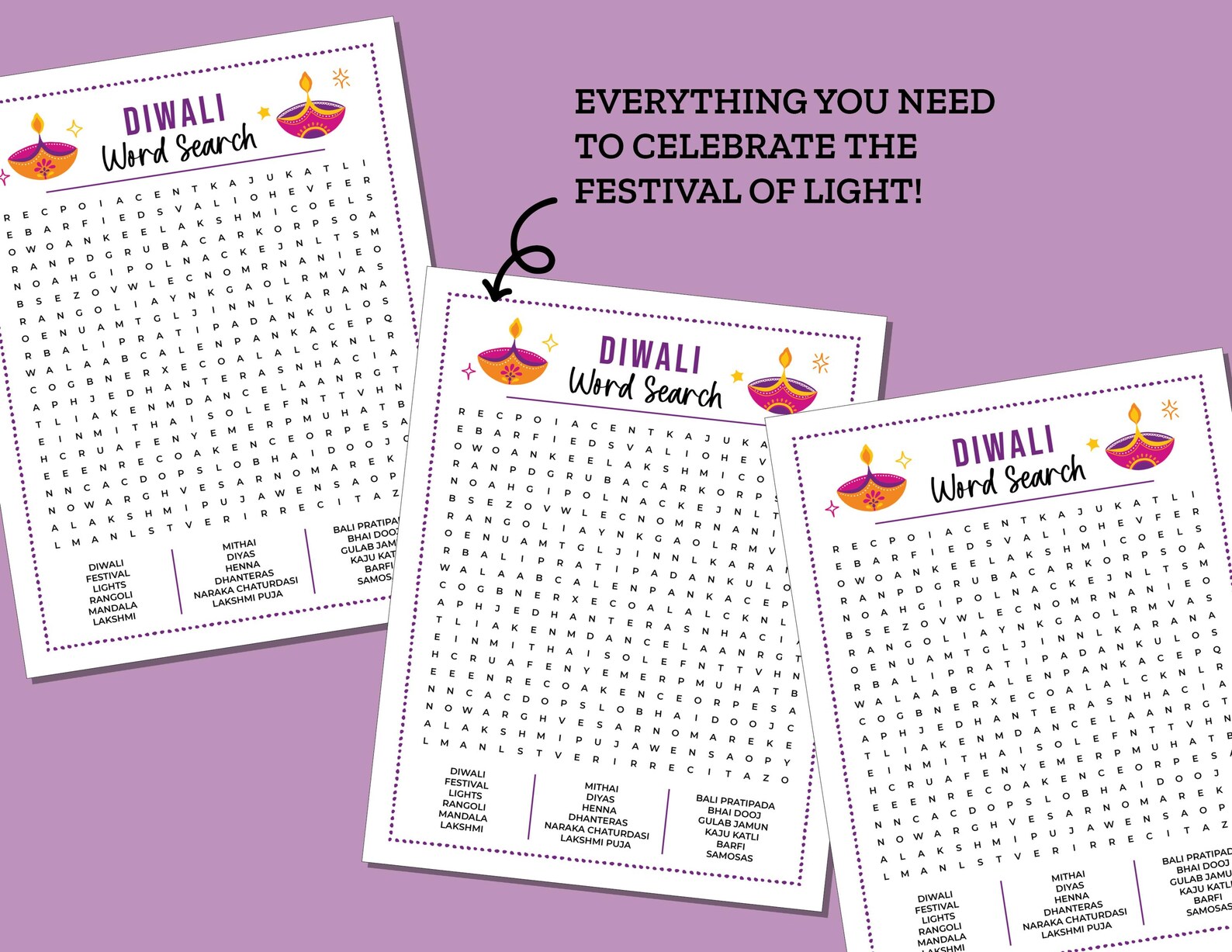 Diwali Word Search, Diwali Games for Kids, Printable Kids Diwali ...