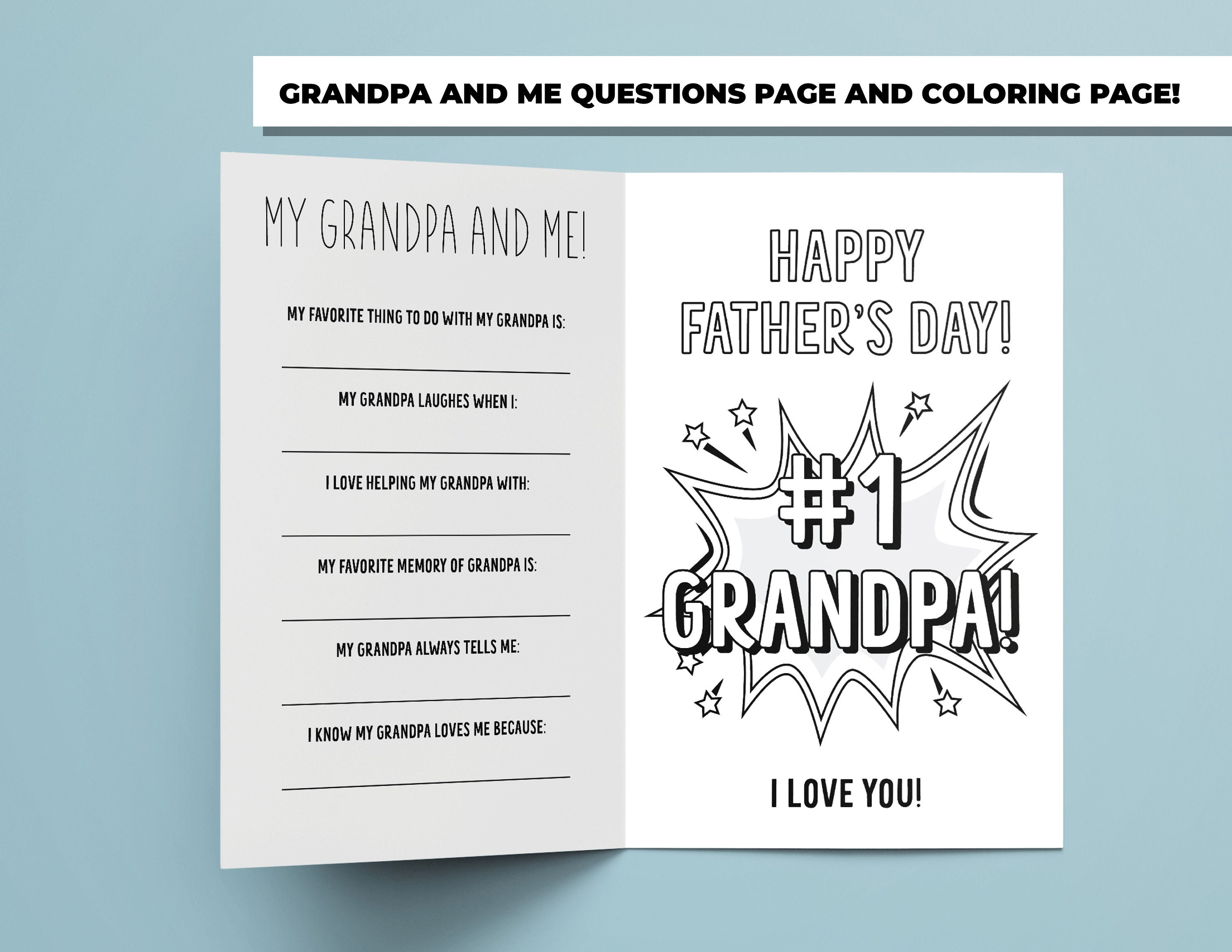 All About Grandpa Printable Book for Father's Day, Perfect Father's Day ...