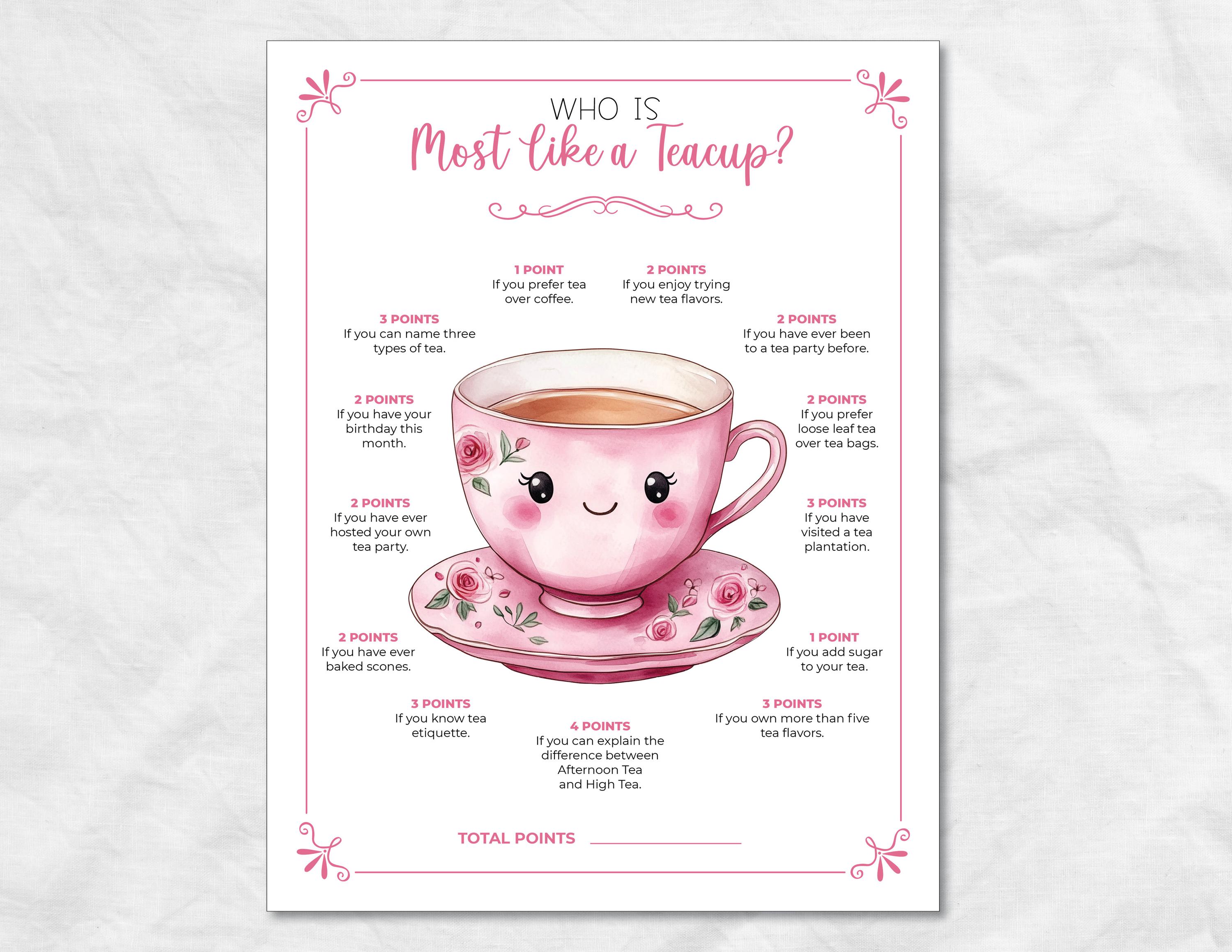 Who is Most Like a Teacup Tea Party Games, Pink Tea Party Birthday ...