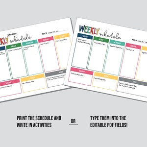 EDITABLE Weekly Schedule for Kids Printable to Plan All Your Activities ...