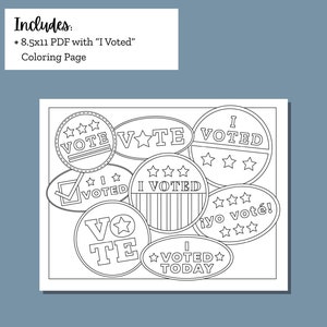 I VOTED! Stickers Printable Coloring Page for Kids Election Activity ...