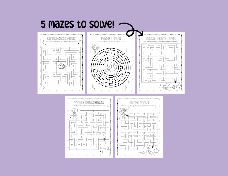 Mardi Gras Printable Activity Pack With Coloring Pages, Word Search ...