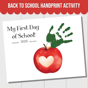 Back to School Handprint Art, Printable Handprint Activity for First ...