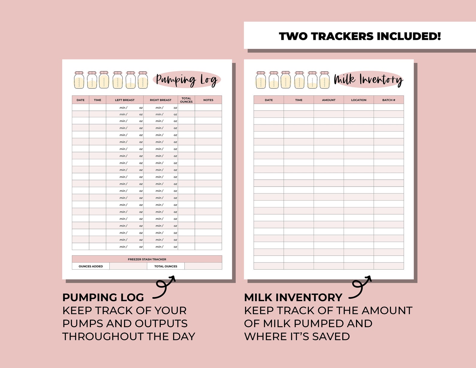 Breast Pumping Tracker With Breastmilk Inventory Log for Instant ...