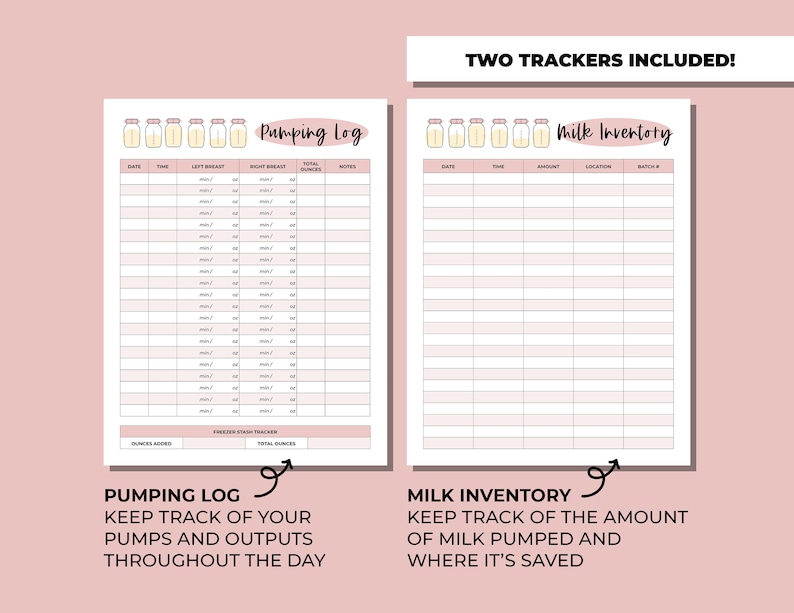 Breast Pumping Tracker With Breastmilk Inventory Log for Instant ...