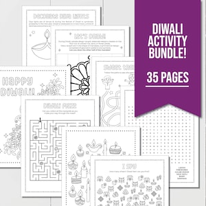 Diwali Printable Activity Bundle Including Coloring Pages, Word Search ...