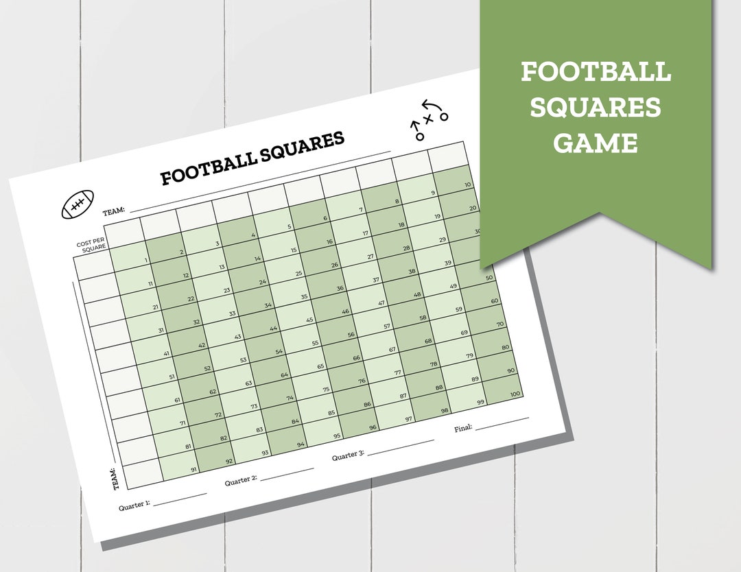 Football Squares Game, Printable Football Squares, Bowl Game Football ...