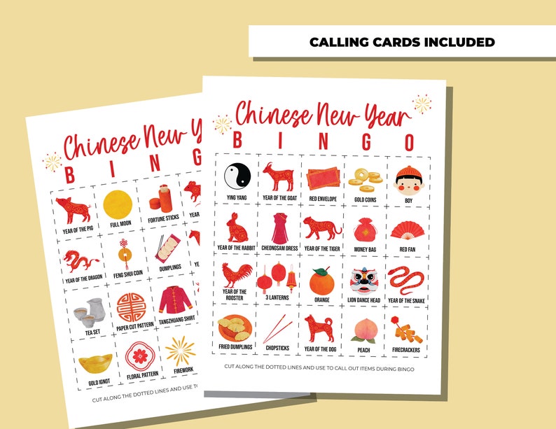 Chinese New Year BINGO Game Printable Game for Classroom - Etsy