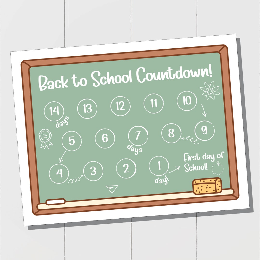 Countdown to First Day of School Printable for Kids, Get Ready for Back ...