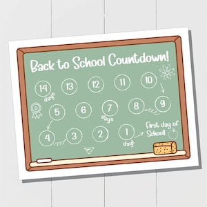 Countdown to First Day of School Printable for Kids, Get Ready for Back ...