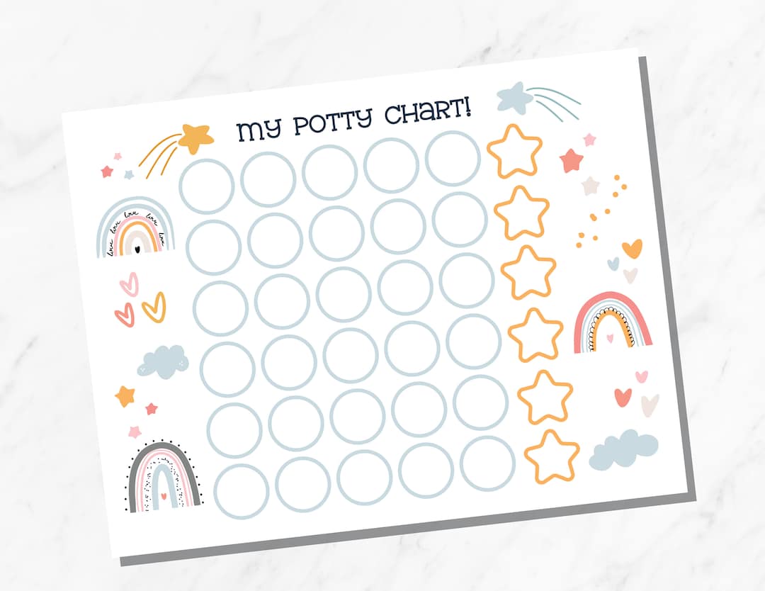Rainbow Potty Chart for Toddlers, Potty Training Chart for Girls ...