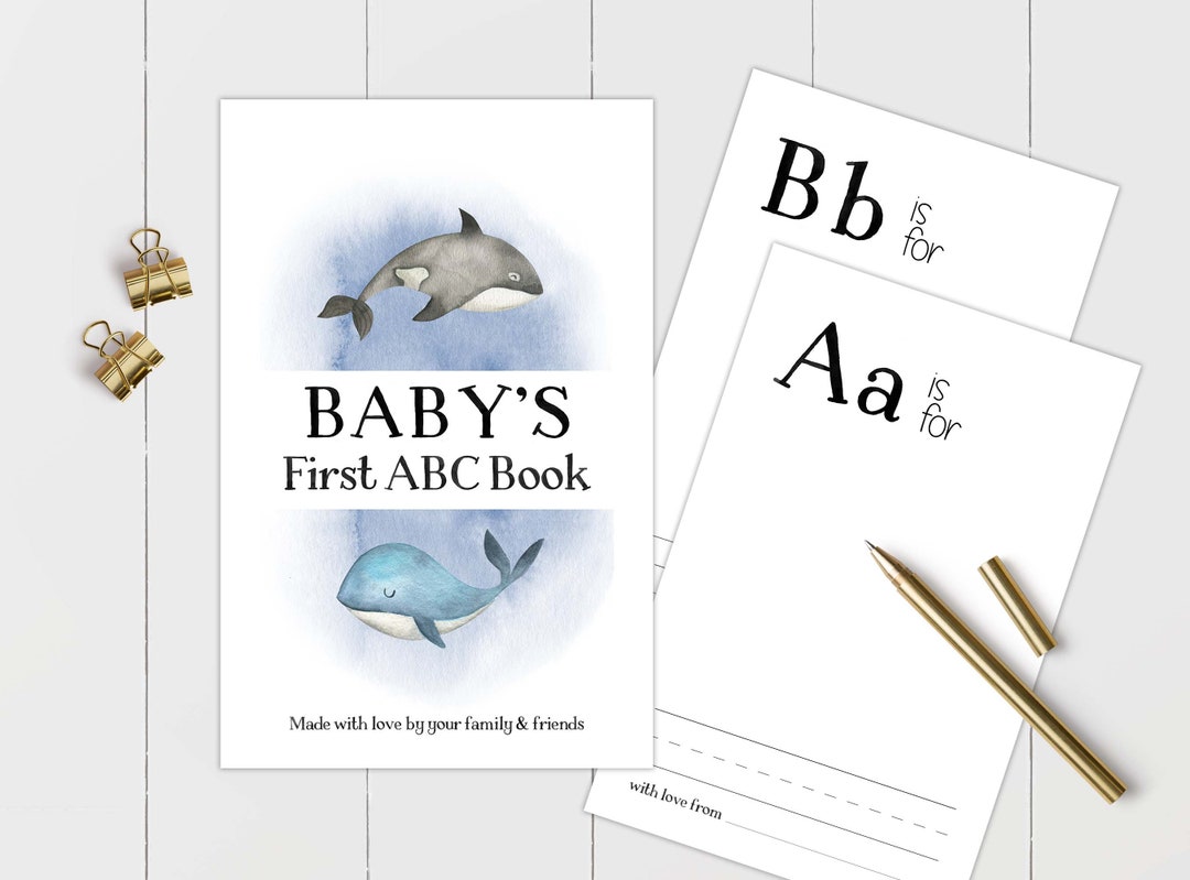 Ocean Baby Shower ABC Book Activity, Printable Baby's 1st Book Activity ...