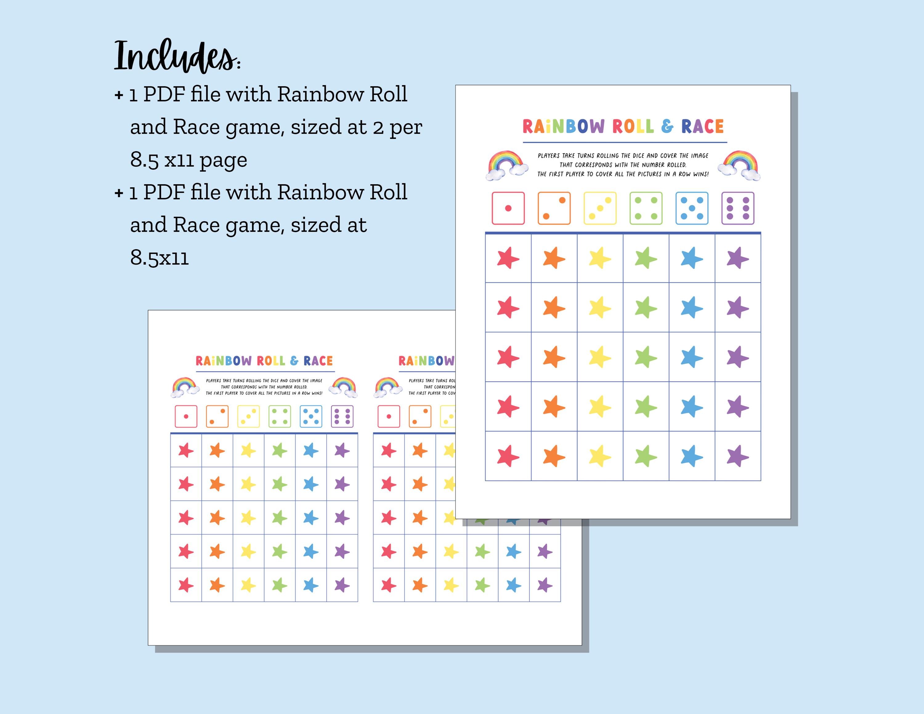 Rainbow Roll & Race Game, Classroom Party Dice Game for Kids, Preschool ...