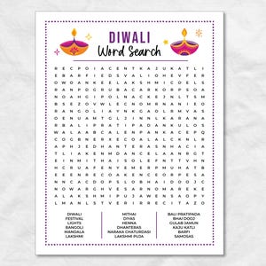 Diwali Word Search, Diwali Games for Kids, Printable Kids Diwali ...