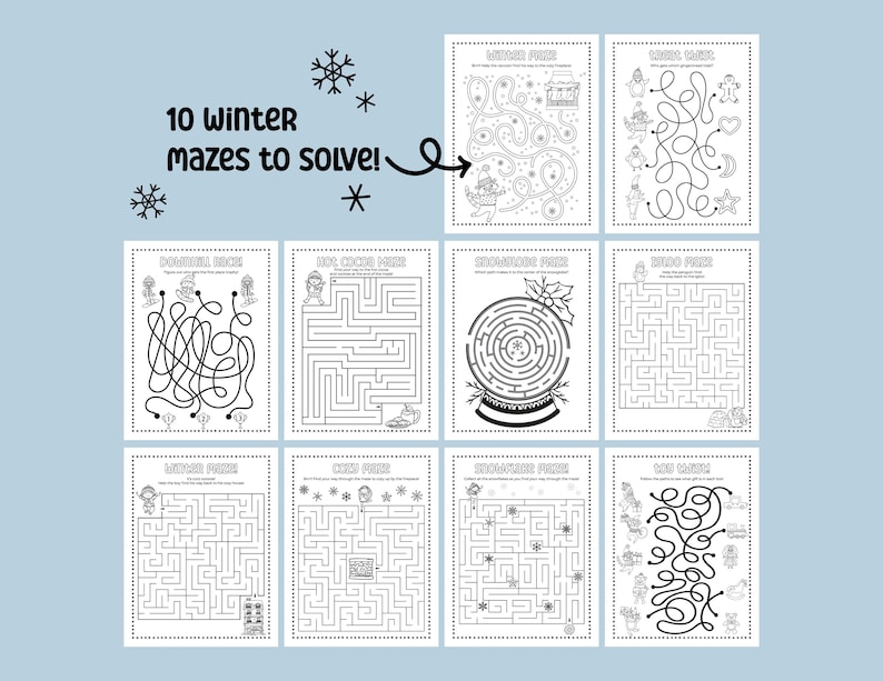 Winter Printable Activity Bundle Including Coloring Pages, Word Search ...