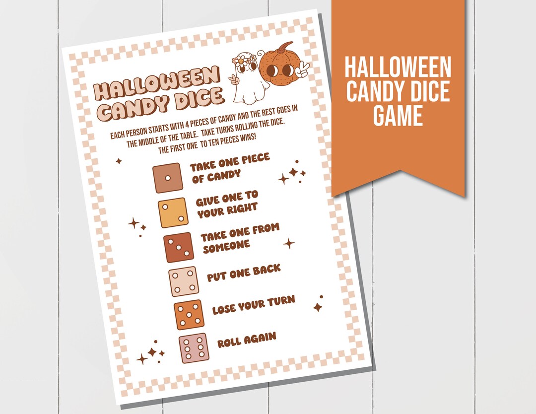 Retro Halloween Candy Dice Game, Fun Halloween Game for Office Party ...