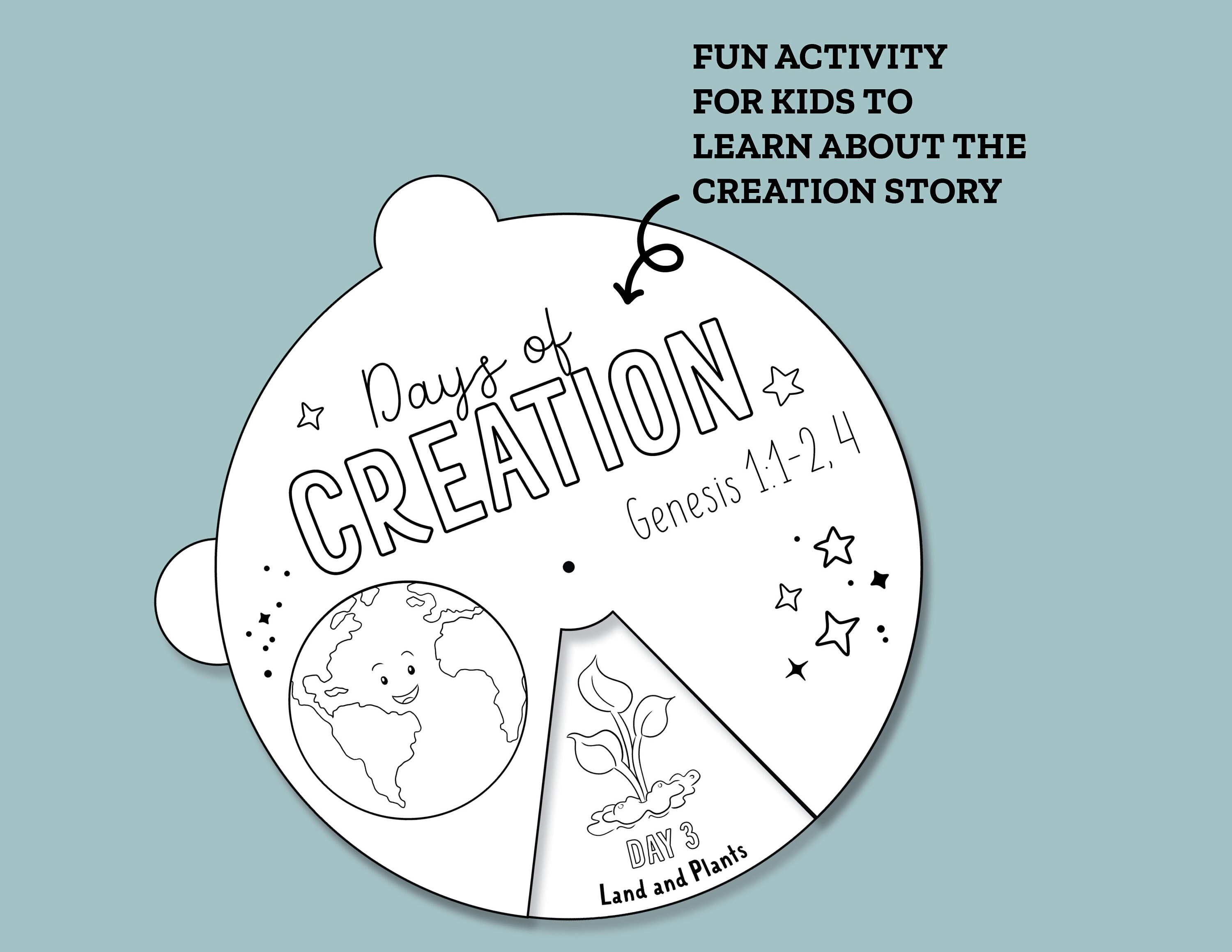 Days of Creation Spinner Wheel Printable, Perfect Sunday School ...