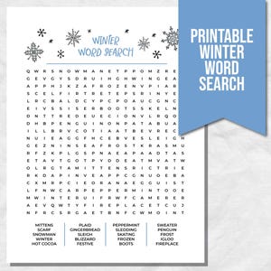 Winter Word Search, Printable Winter Games, Winter Word Games ...