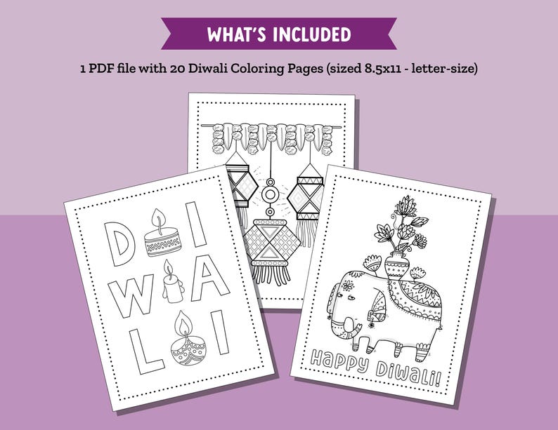 Diwali Coloring Pages Bundle - Mandalas, Diyas, and More | Printable ...