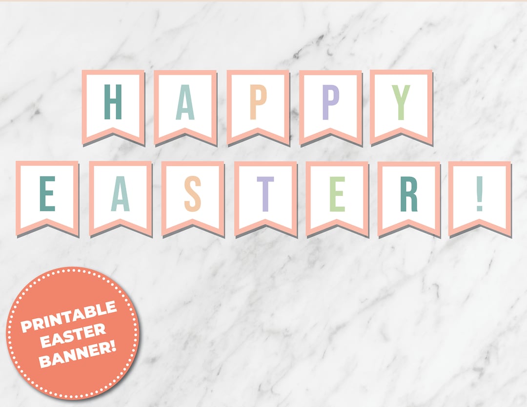 Happy Easter Banner, Printable Bunting for Home Easter Decor, Printable ...